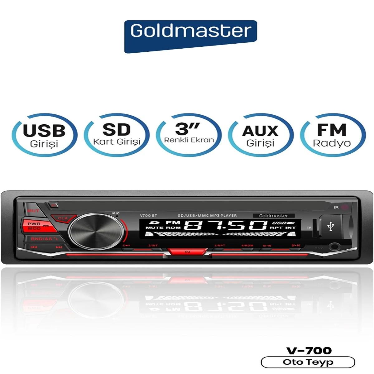 Goldmaster V700 Bluetooth Oto Teyp - 1,133.25 TL + KDV